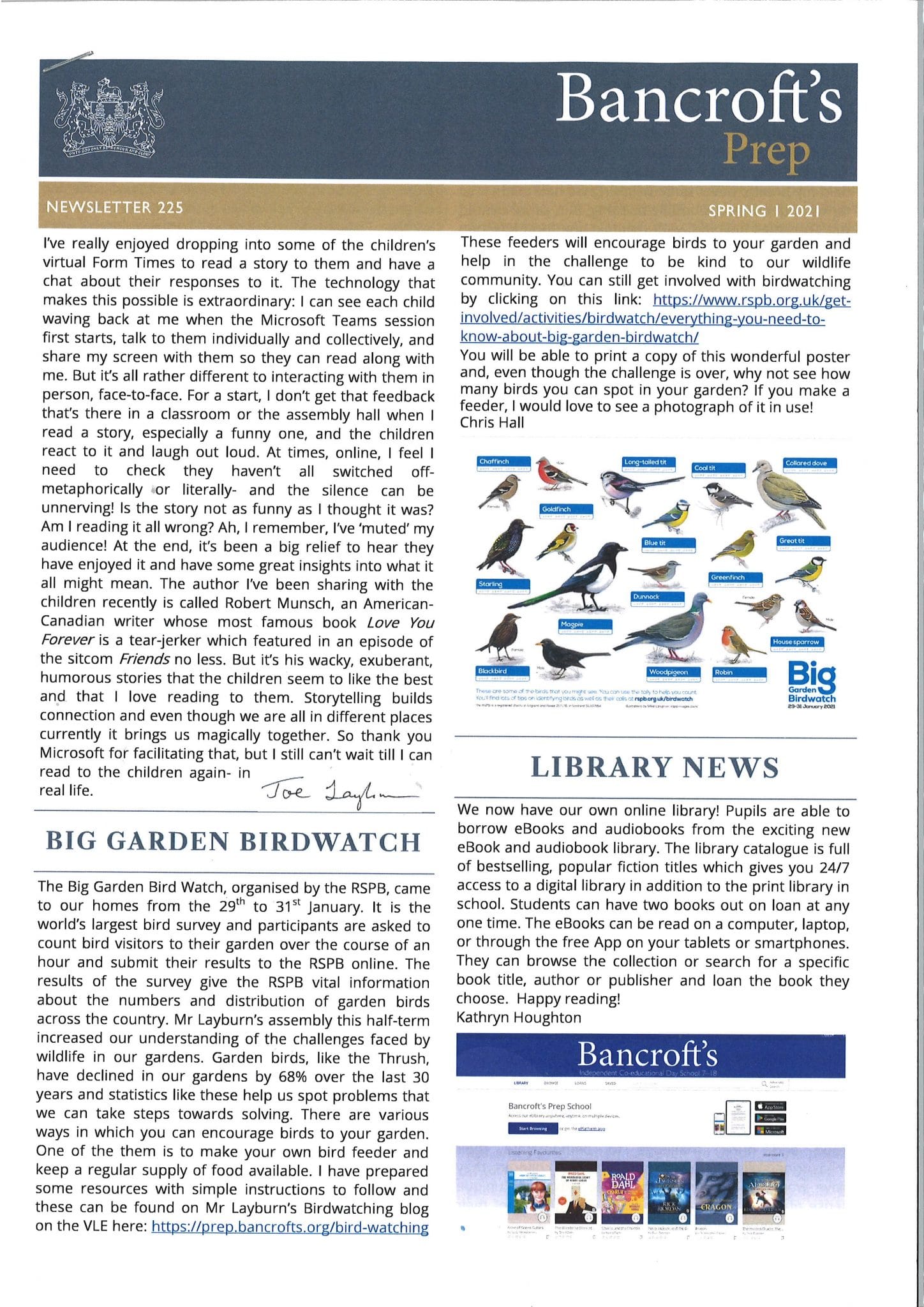 Newsletters - Bancroft's